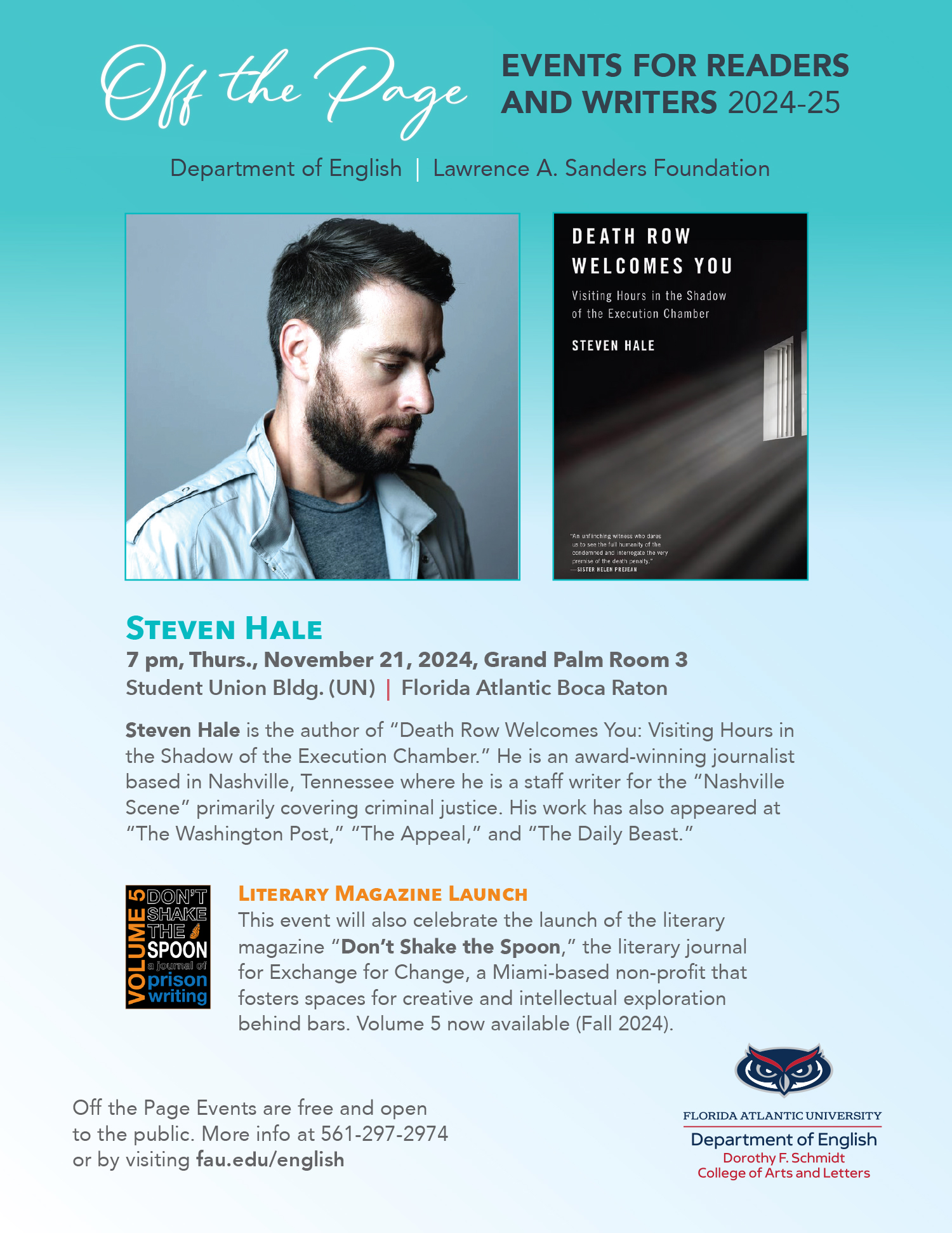 Off the Page Event: Steven Hale / Literary Magazine Launch 11/ 21 @ 7pm